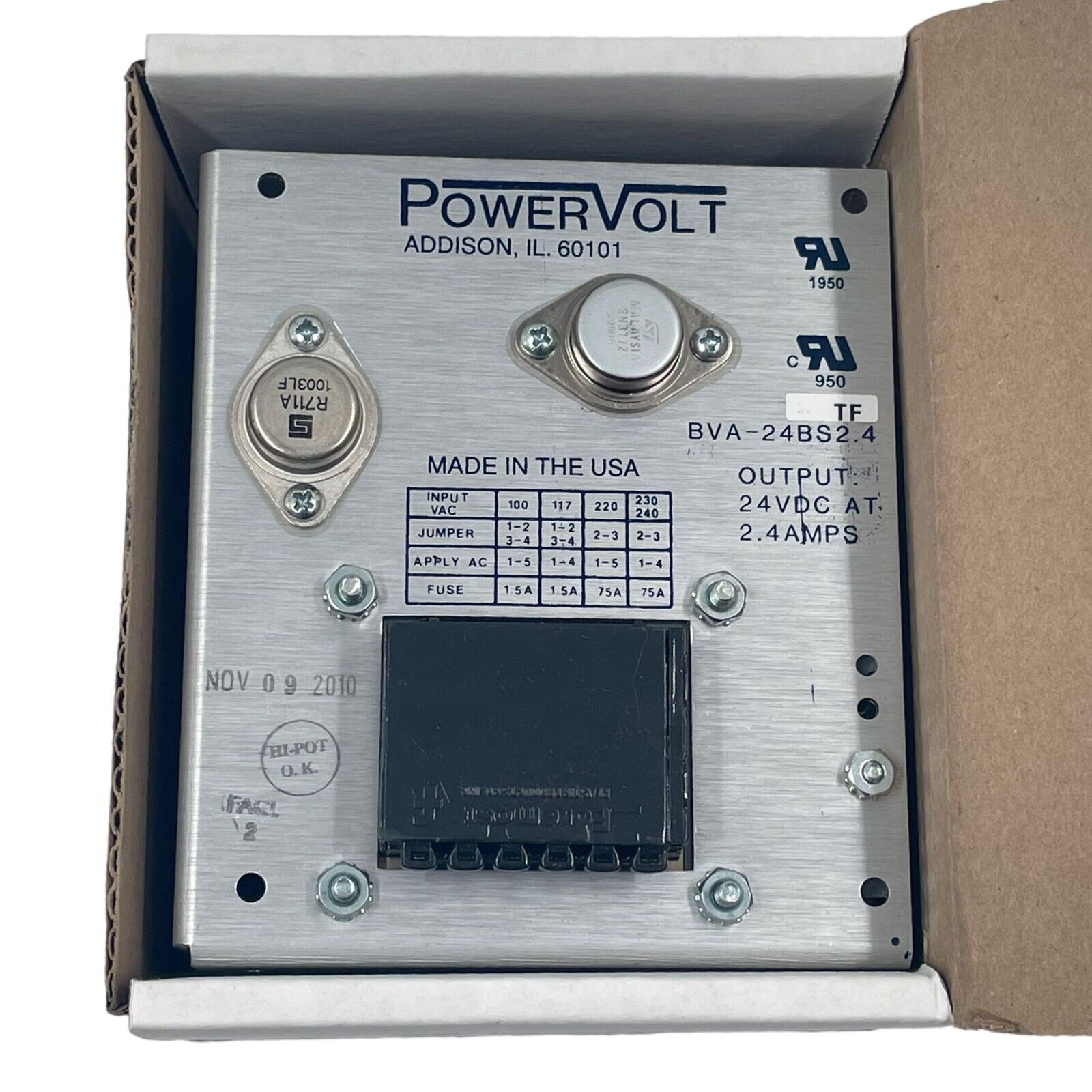 Powervolt BVA-24BS2.4TF Power Supply 24VDC 2.4Amp New - YouElectric